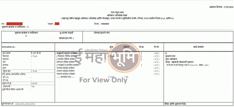Mahabhulekh 7/12 महाभूमि अभिलेख Bhumi Abhilekh Maharashtra